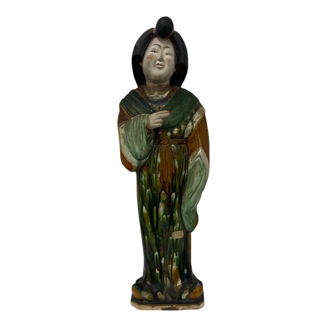 Porcelain Tang Dynasty Style Chinese Woman of Court Sculpture | Chairish