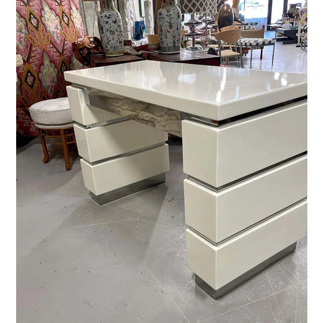 1980s Lacquer and Chrome Vintage Desk Chairish