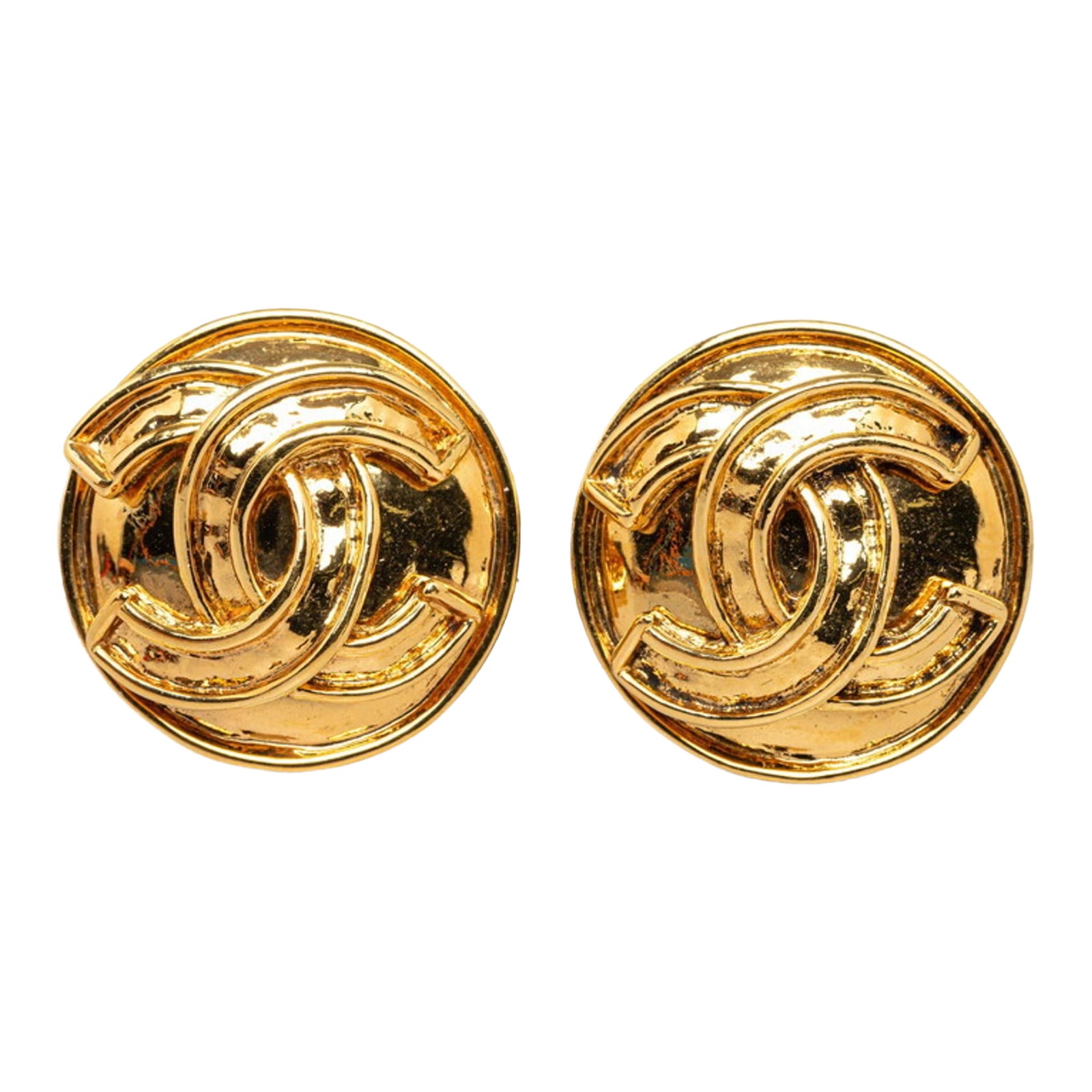 Chanel Coco Mark Earrings Gold Plated Women's - 2 Pieces | Chairish