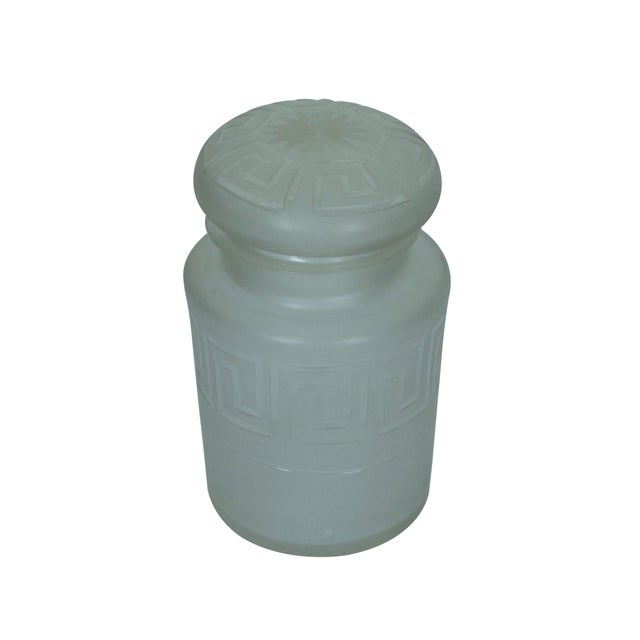 Antique Hand Blown Frosted Glass Greek Key Pickle Vanity Jar Canister ...