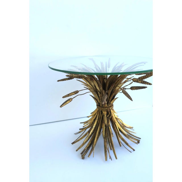Italian Gold Gilt Sheaf of Wheat Side Drinks Table | Chairish