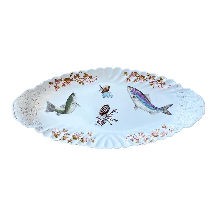 1880s Bavarian Hand-Painted Fish Platter | Chairish