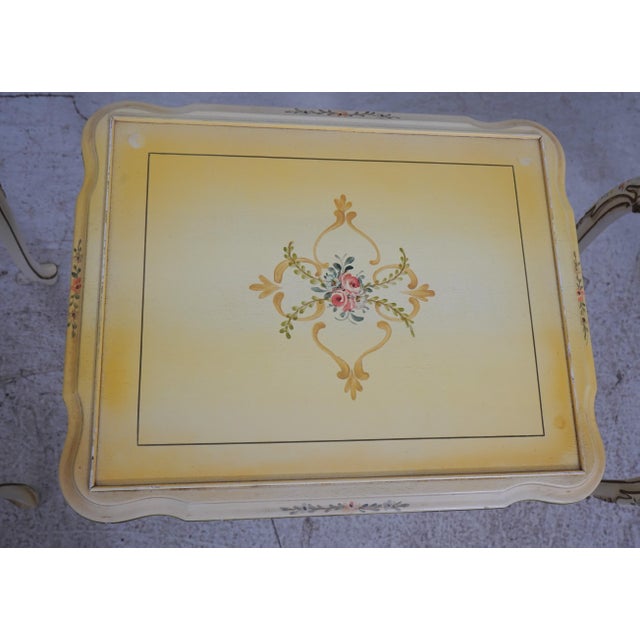 Italian Style Paint Decorated Nesting Stack Tables | Chairish