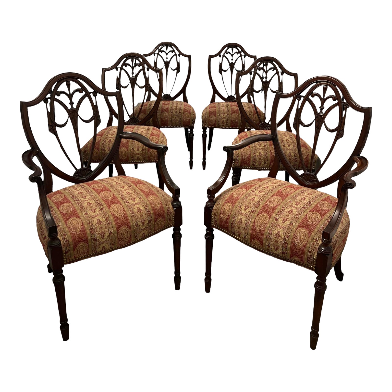 Mid 20th Century Set of Six Shield Back Dining Chairs | Chairish
