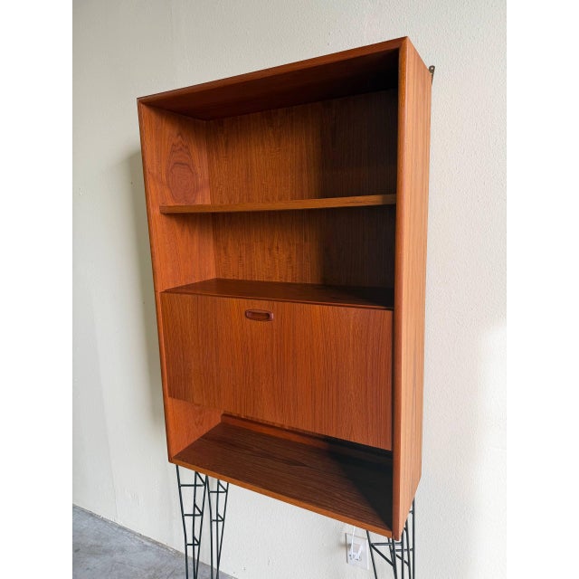 1960s Danish Mid-Century Modern Teak Bar Cabinet With Drop-Down Desk ...