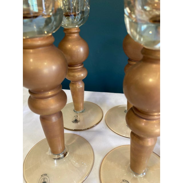 Vintage Bombay Glass Wine Glasses With Gold Bases- Set of 6 | Chairish