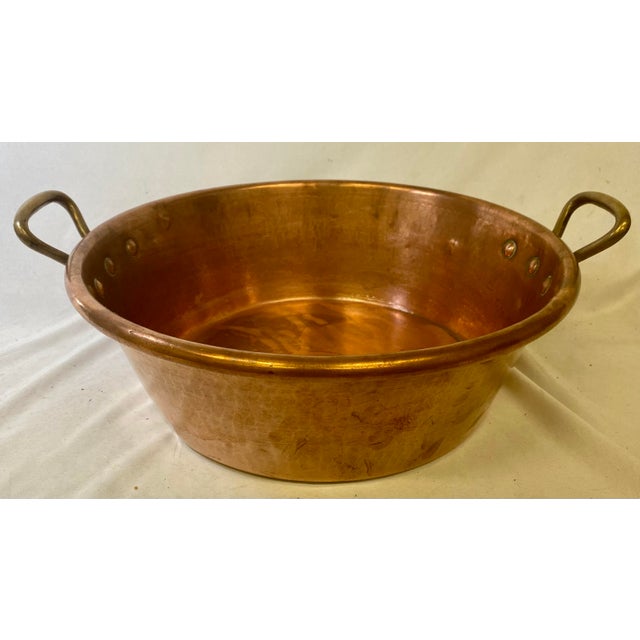 Antique Hammered Copper Jam Preserving Pan / Pot With Brass Handles ...