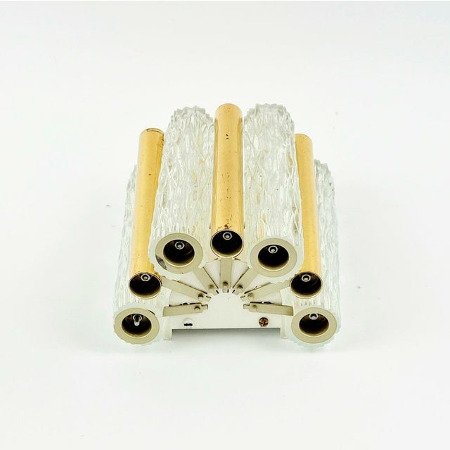 Mid-Century Modern Ice Glass & Brass Wall Light from Kaiser Leuchten ...