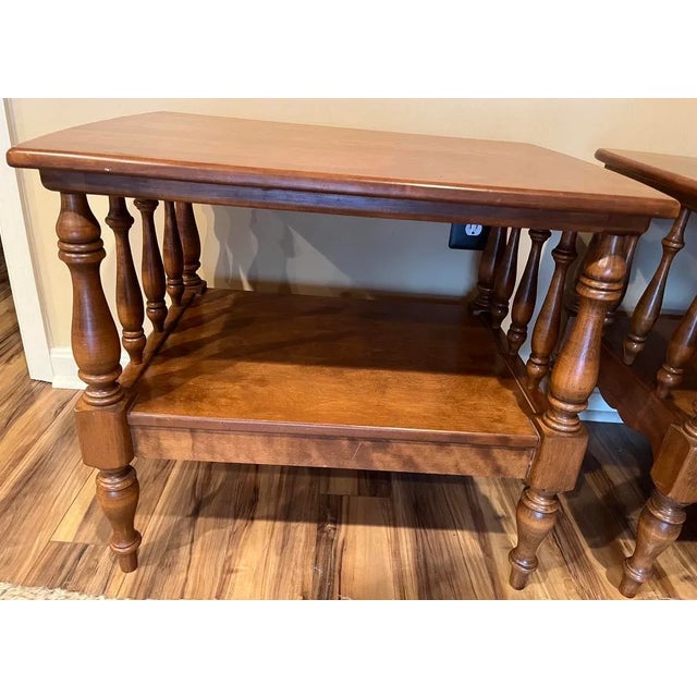 1970s Pair Ethan Allen Early American End Tables Maple | Chairish