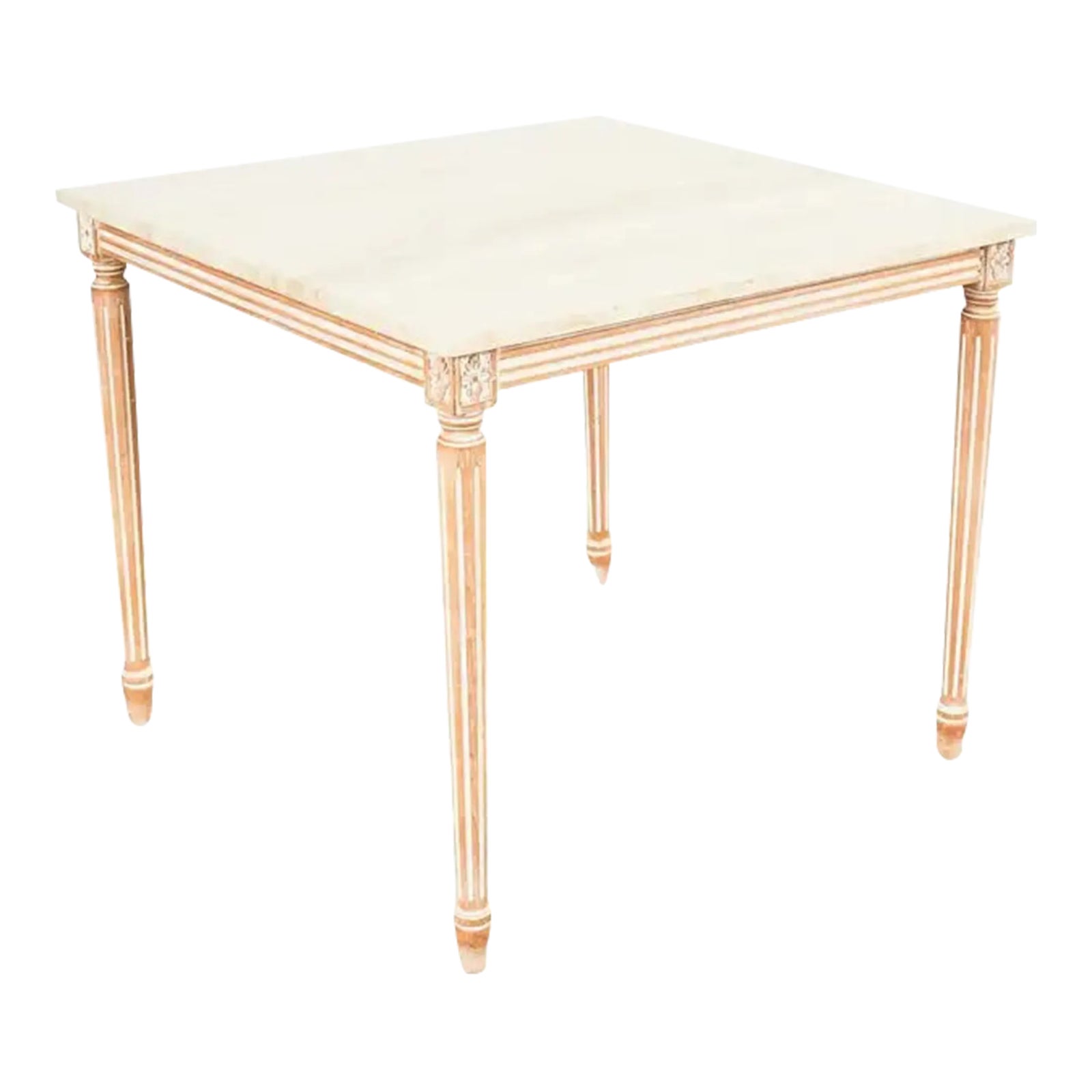 Louis XVI Style Travertine Top Dining Table or Game Table | Chairish