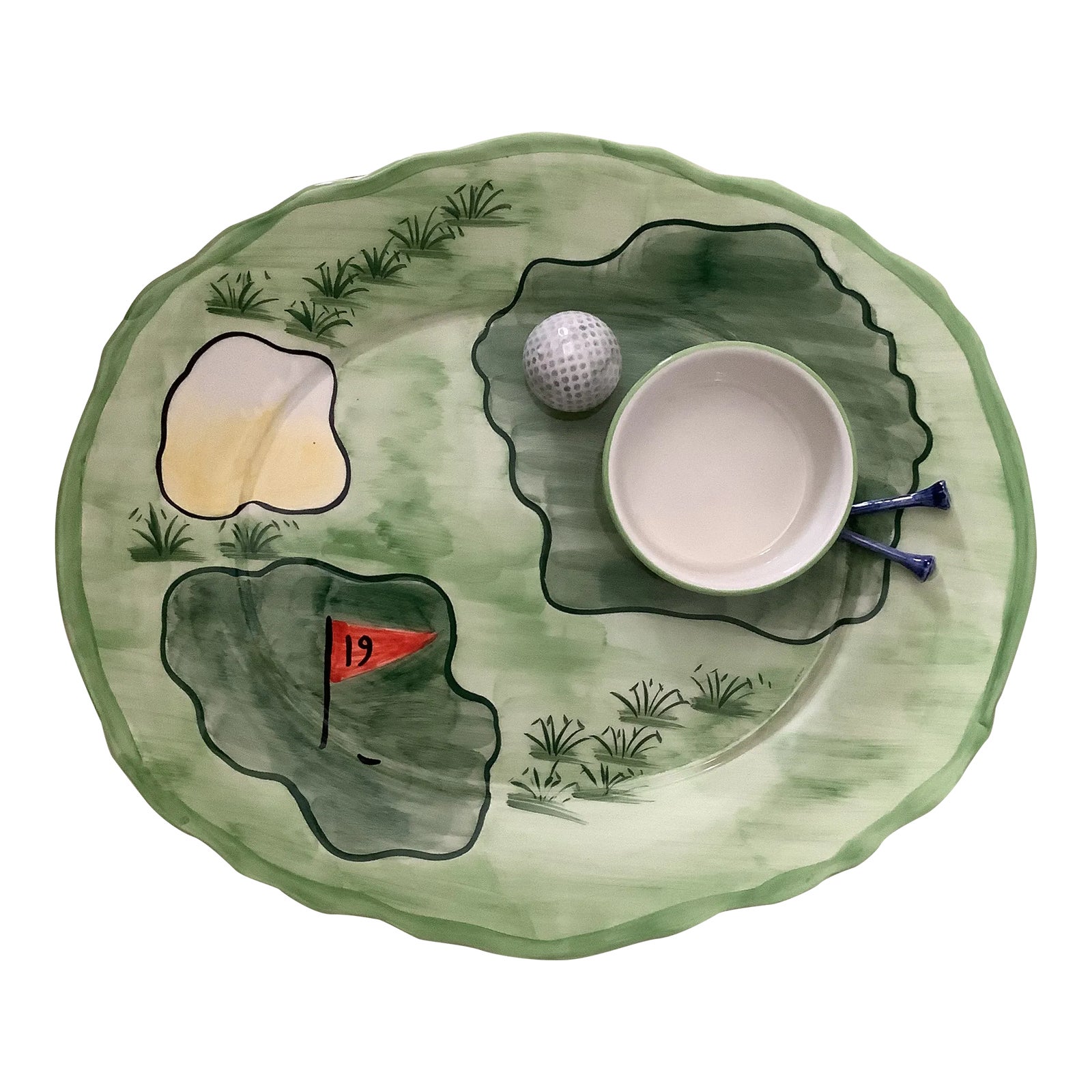 The Mane Lion Italian Ceramic Golf Themed Chip and Dip Large Platter ...