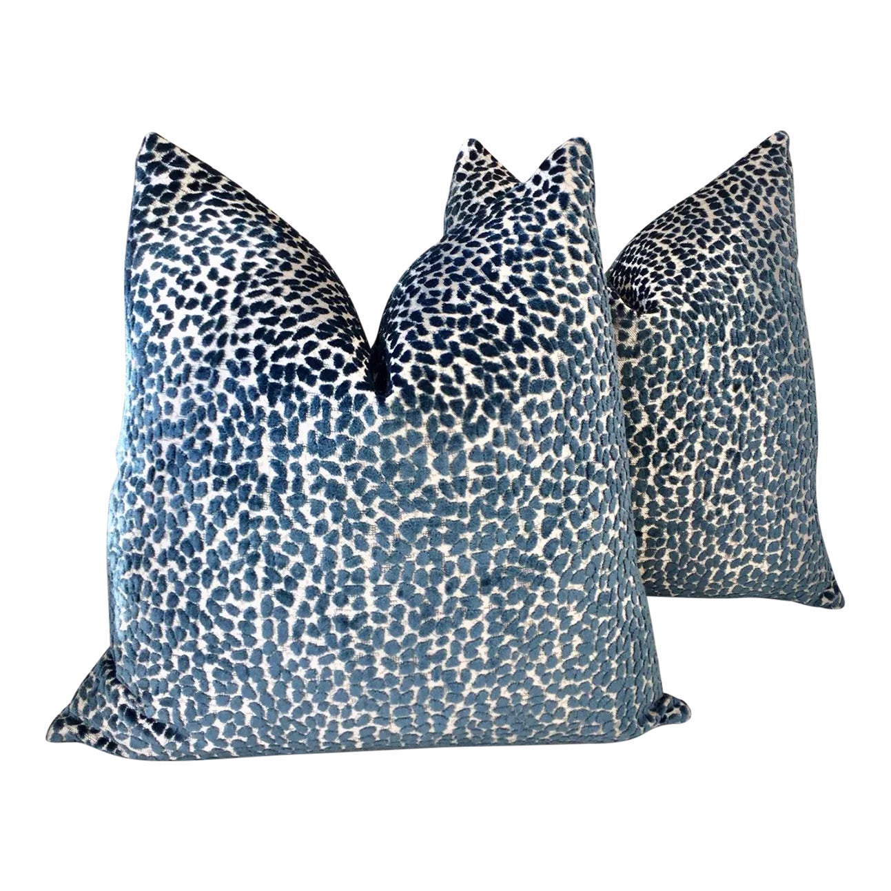 Raised Velvet "Jelly Bellies" in Sapphire Pillows- a Pair | Chairish