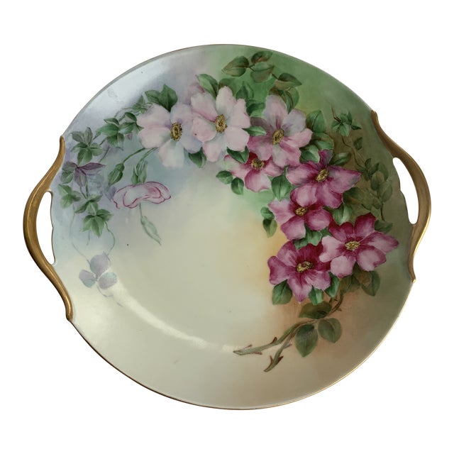 Hand-Painted Floral Serving Dish | Chairish