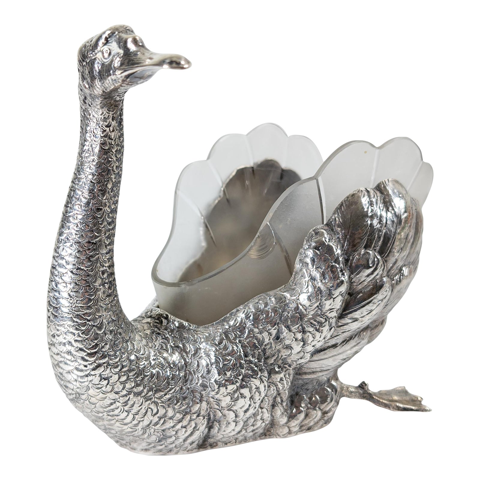 Early 20th Century 935 Sterling Silver Goose Swan Form German ...