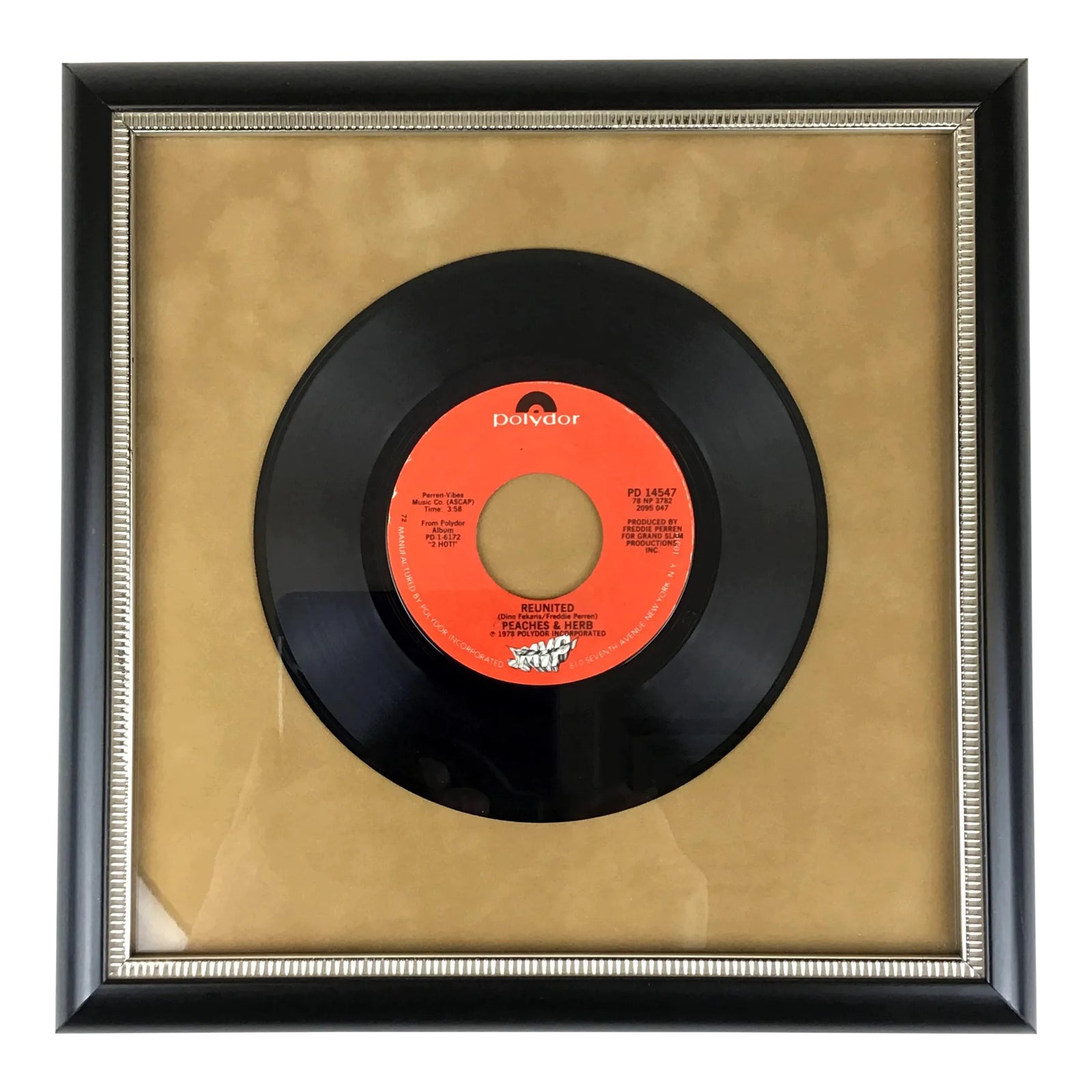 Framed 45 Rpm Record of Reunited by Peaches and Herb | Chairish