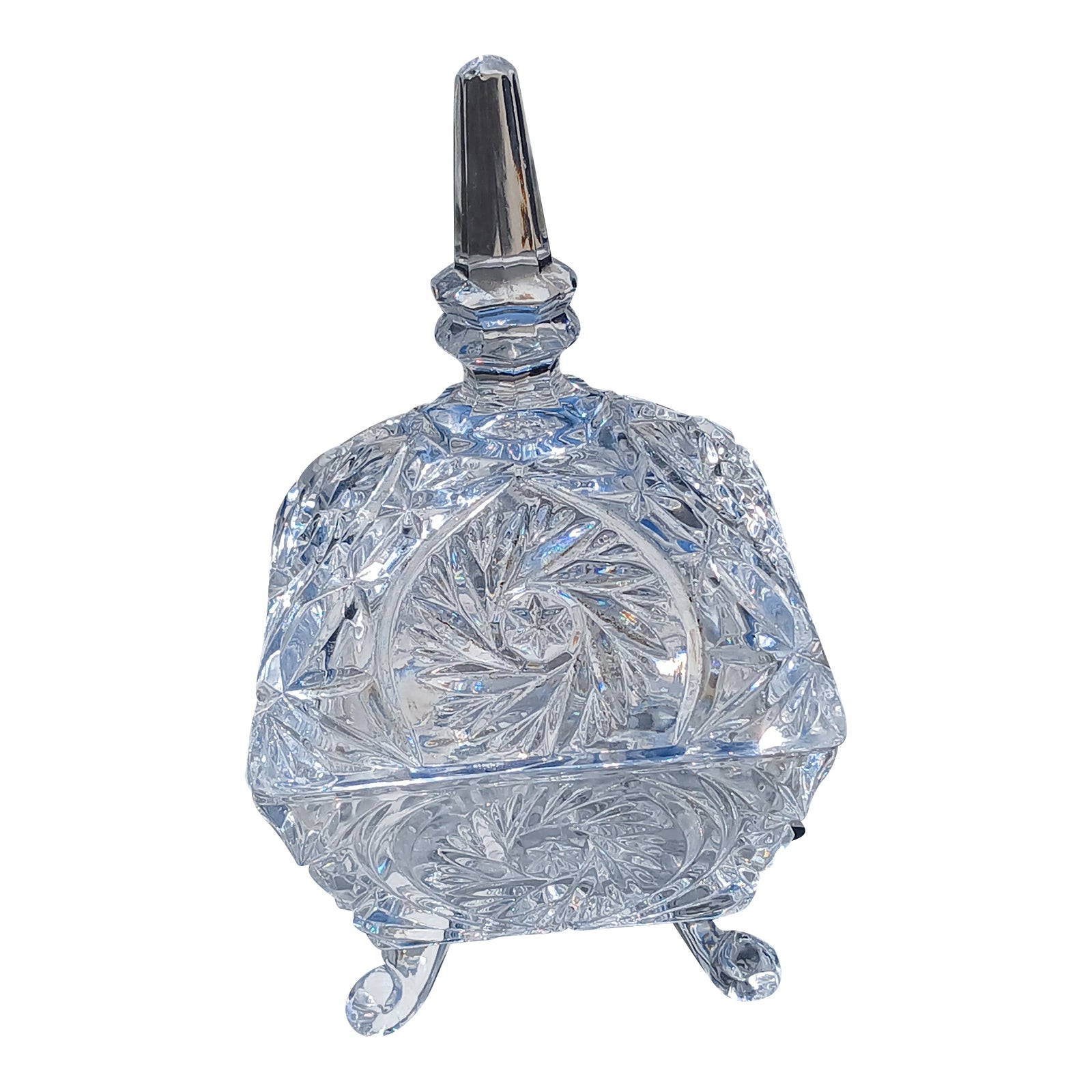 Vintage Bohemian Cut Crystal Pinwheel Whirling Star Lidded Candy Dish ...