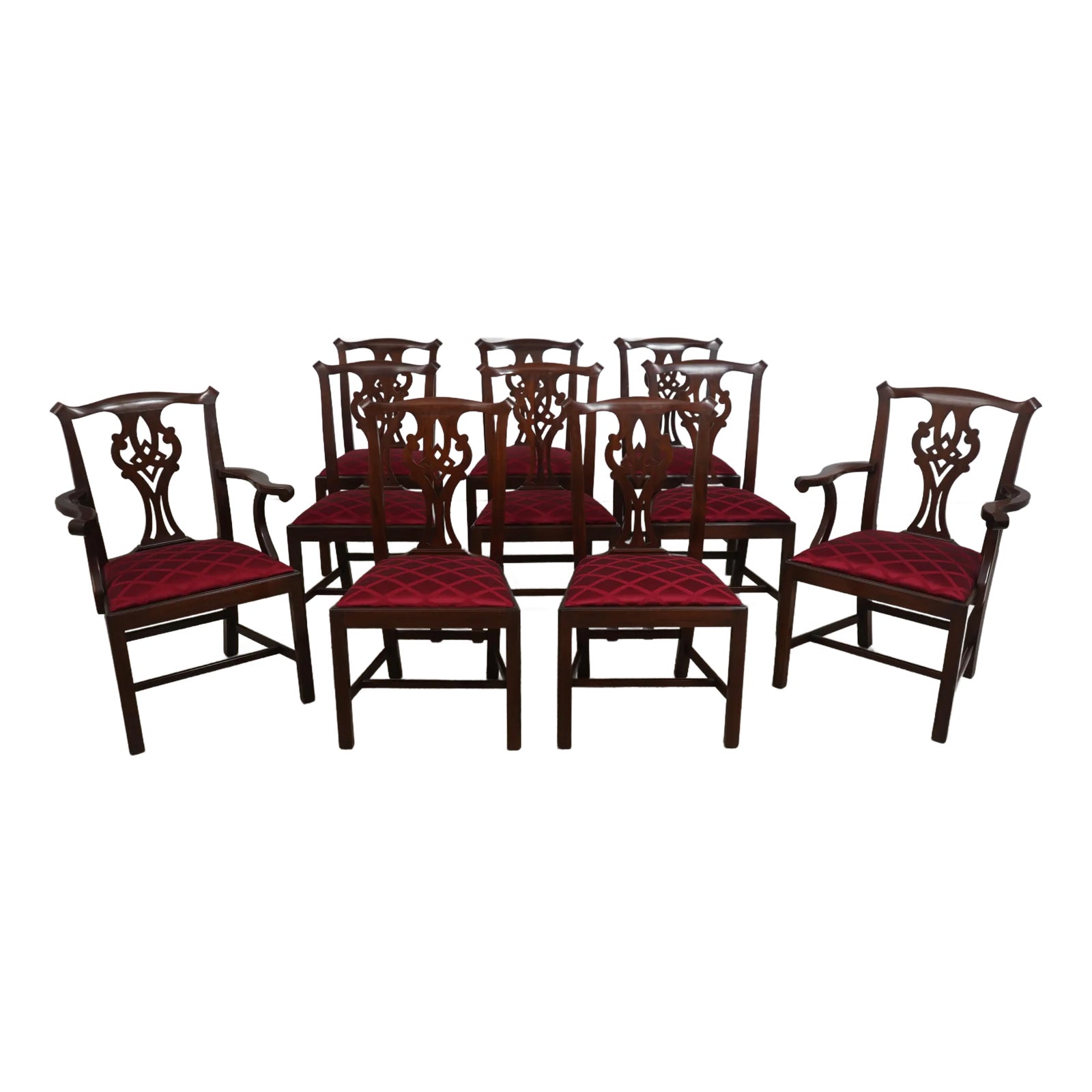 Set of 10 Henkel Harris Model 101 Mahogany Dining Room Chairs | Chairish