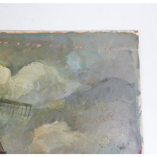 Vintage Impressionist Rustic Windmill Landscape Distressed Painting ...