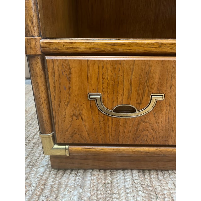 1970s Drexel Heritage Accolade Campaign Style Corner Bookcase | Chairish