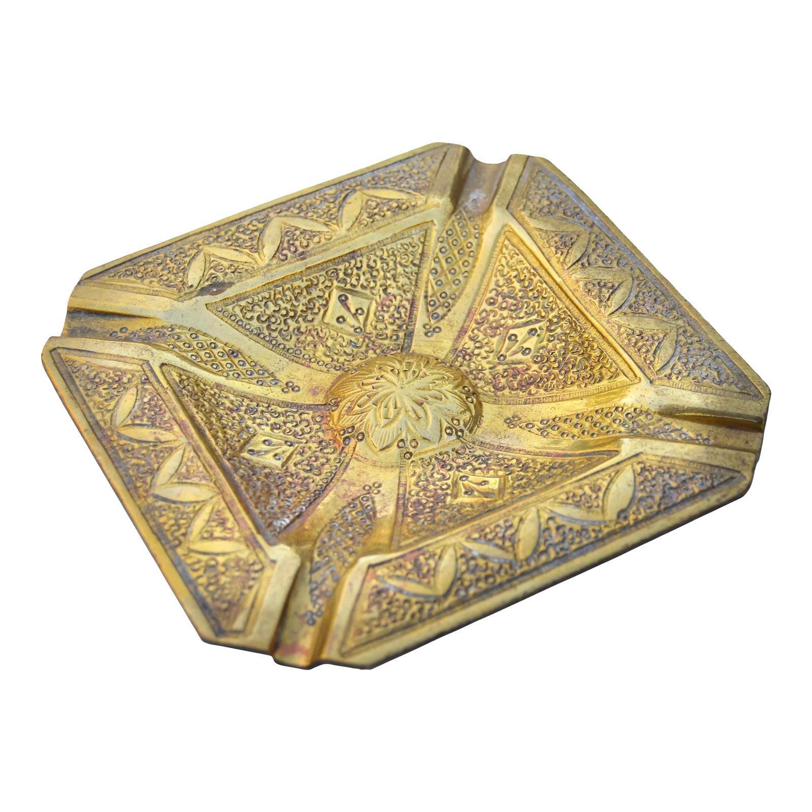 Antique Hand-Engraved Moroccan Brass Ashtray | Chairish