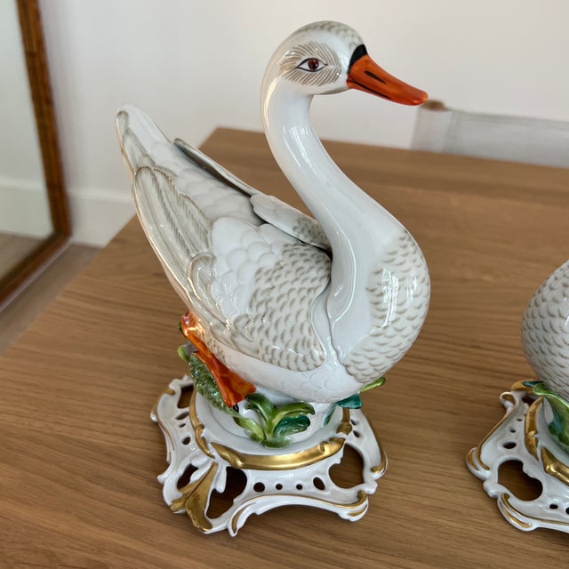 Vintage Handmade Fine French Sevres Porcelain White Swan Figurines- a ...