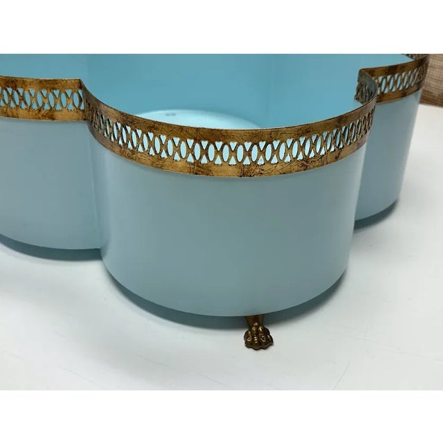Contemporary Chelsea House Modern Antique Gold Iron Blue Lagoon Tracery ...