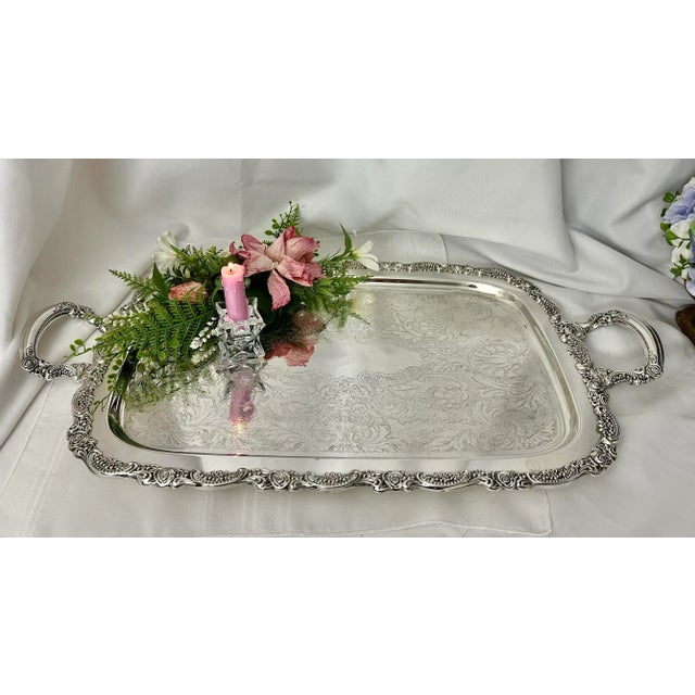 Vintage Oneida Tray Silver Plated Tea and Coffee Service Tray | Chairish