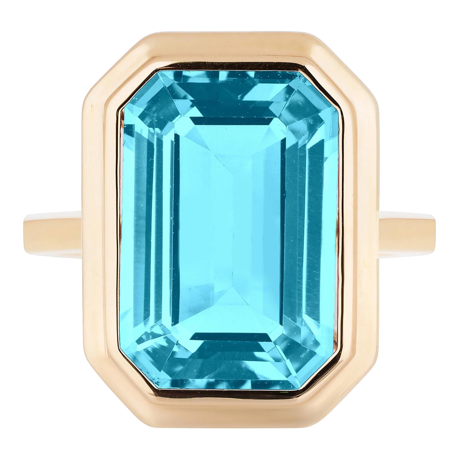 Goshwara Blue Topaz Emerald Cut Bezel Set Ring | Chairish