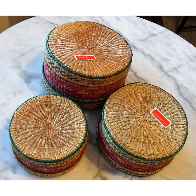 1960s Mid-Century Red & Green Nesting Baskets With Lids, - Set of 3 ...
