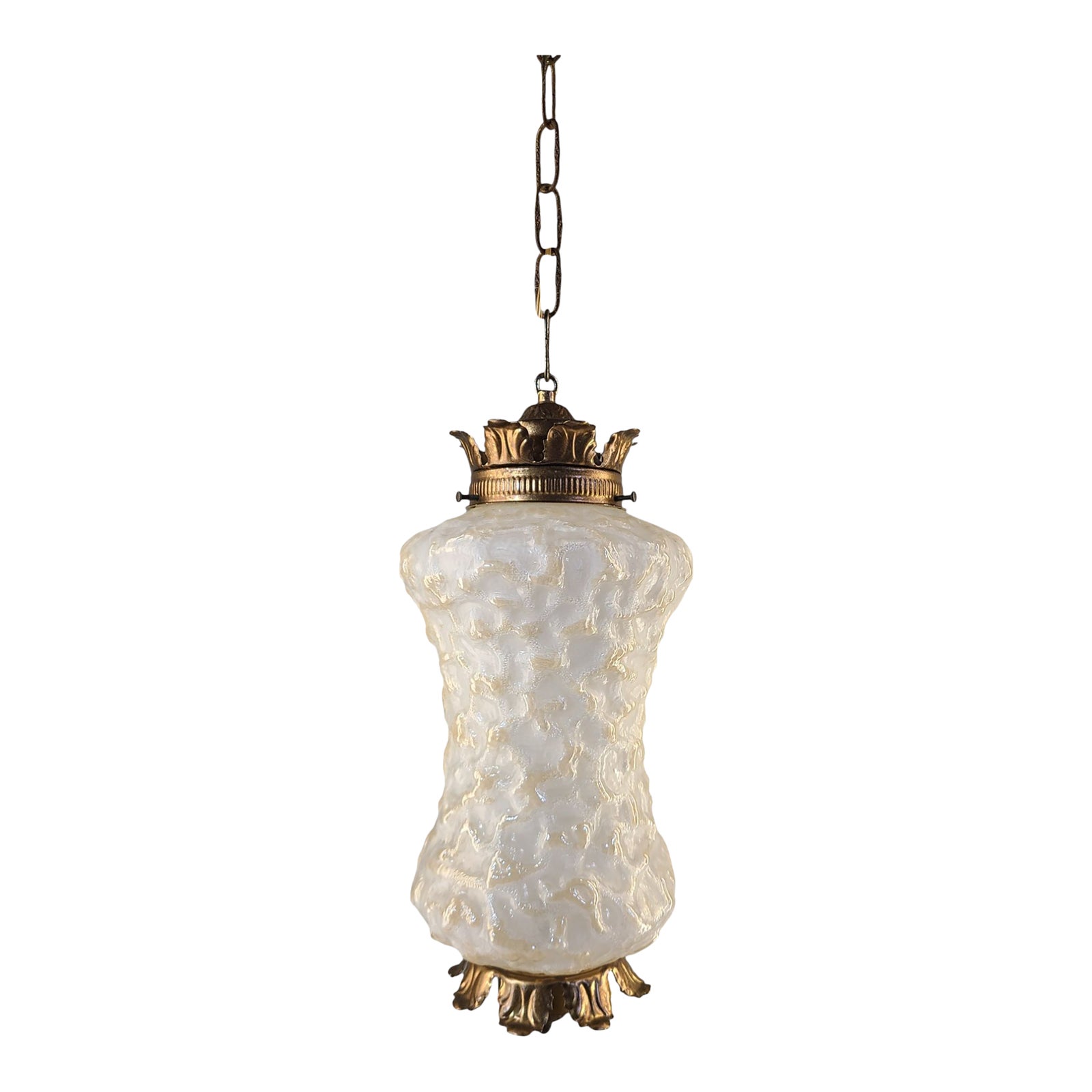 Mid 20th Century Hollywood Regency Iridescent White Pearl Color Glass ...