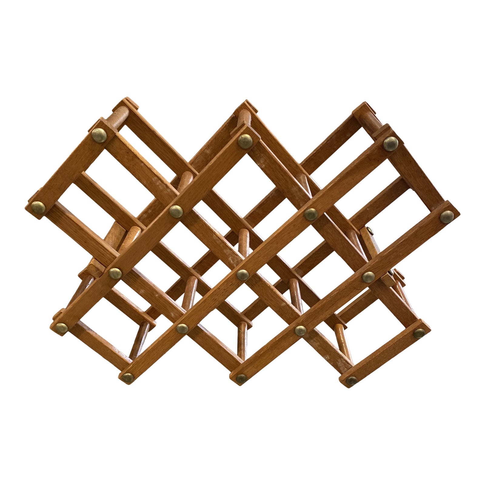 Mid-Century Modern Collapsible Wooden Wine Rack | Chairish