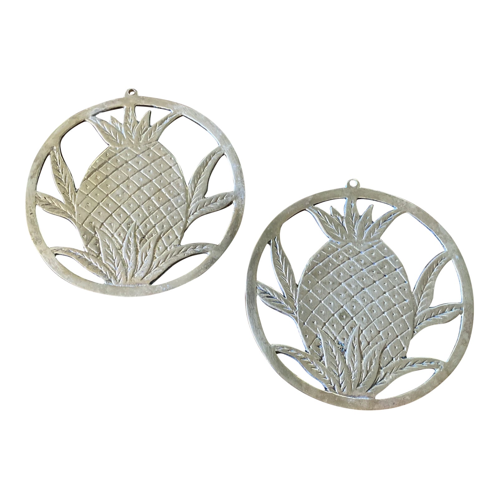 Southern Pineapple Brass Trivet Coasters - a Pair | Chairish
