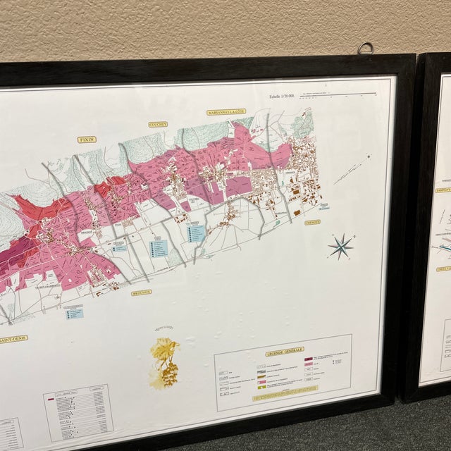 The Maps of Burgundy by Sylvain Pitiot & Pierre Poupon, a Pair | Chairish