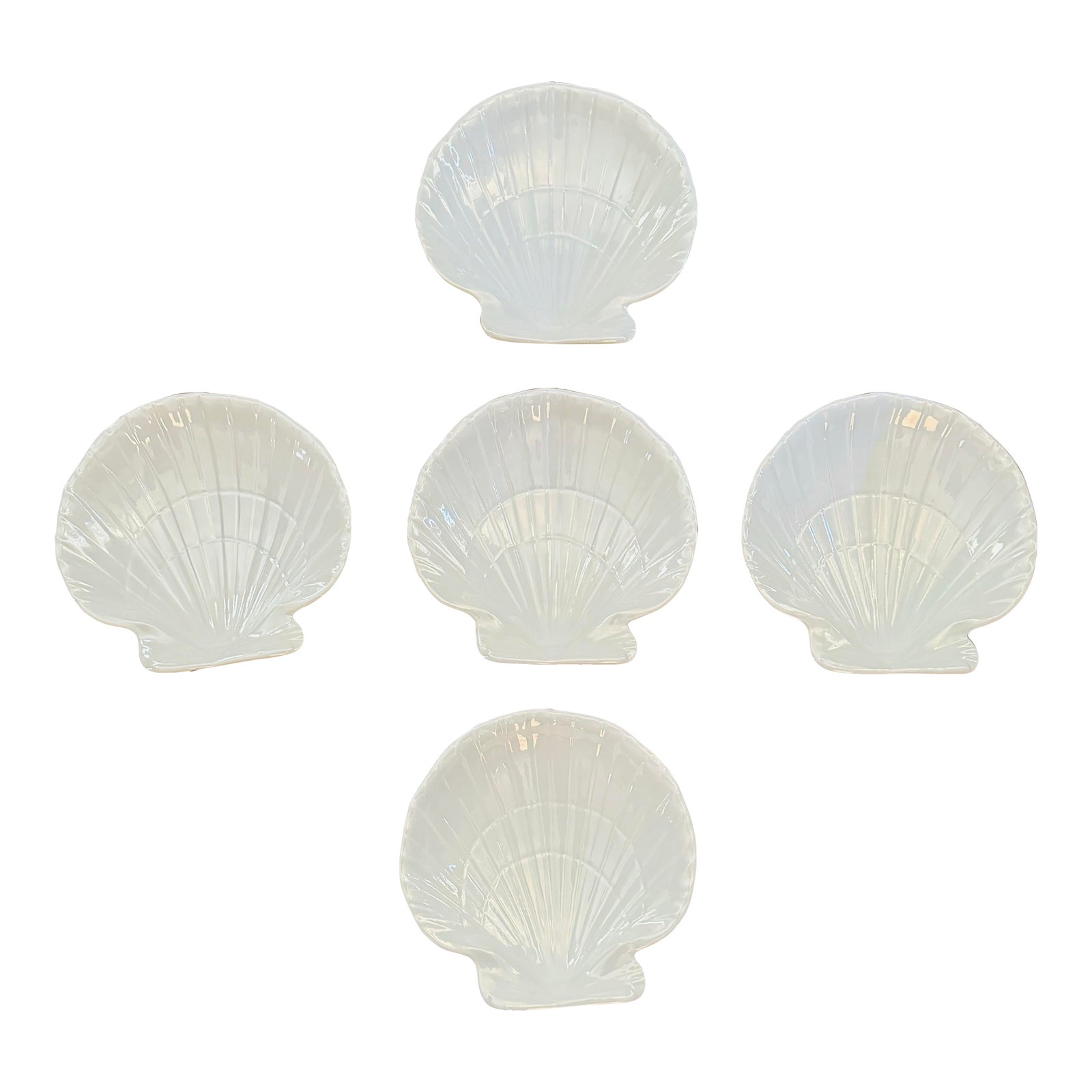 Set of Five Late 20th Century White Luster Shell Plates, Made in ...