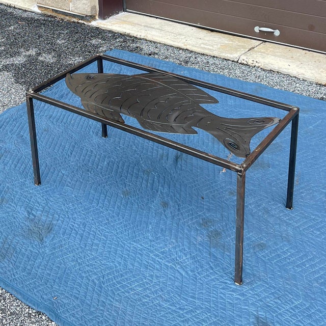 Vintage Torch Cut & Welded Steel Aquatic Style Fish Coffee Table | Chairish