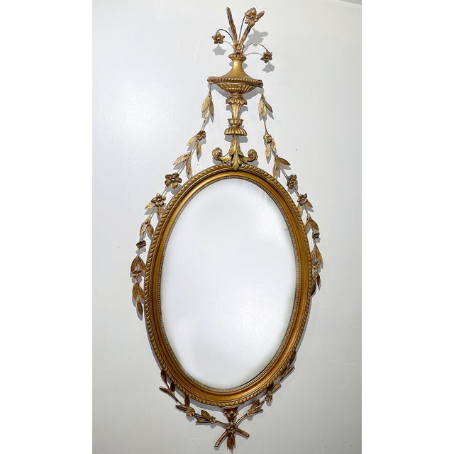 1940's Friedman Brothers Large Oval Adams Style Gilt-Wood Wall Mirror ...