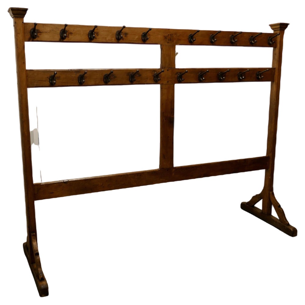Large Arts & Crafts Double Sided Golden Pine Clothes Rail, 1880s | Chairish
