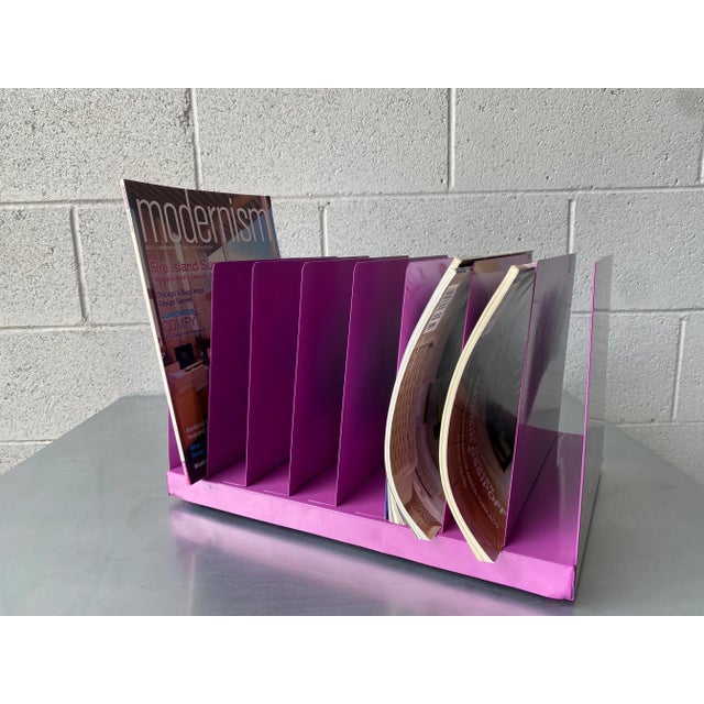 1970s 8 Slot Paper Organizer Refinished in Magenta | Chairish