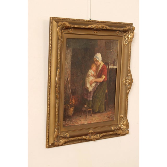 Early 20th C. Dutch Mother and Child Original Oil Painting by F. G ...