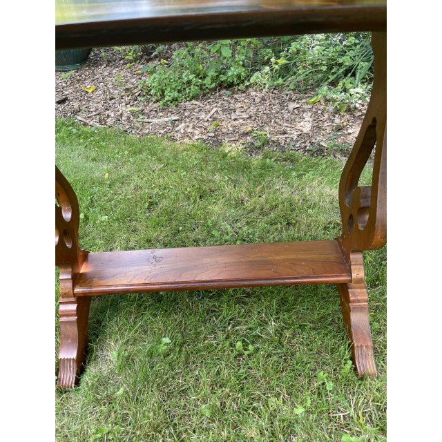 Early 20th Century French Lyre Base Inlaid Mahogany Table | Chairish