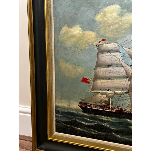 Large 19th Century Oil Painting Seascape Clipper Jute Ship Slieve Roe ...