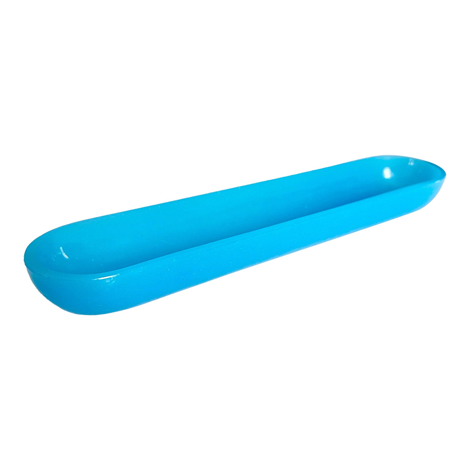 Late 19th Century Blue Opaline Oblong Pen Tray | Chairish