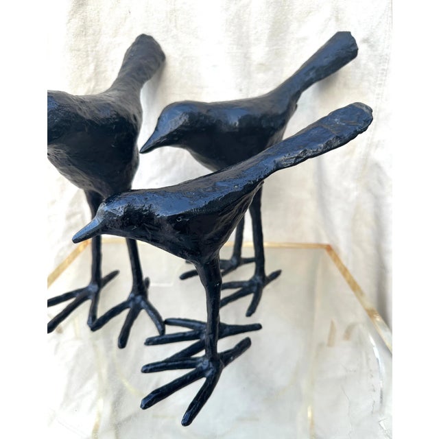 Pottery Barn Set of 3 Iron Blackbird Figures | Chairish