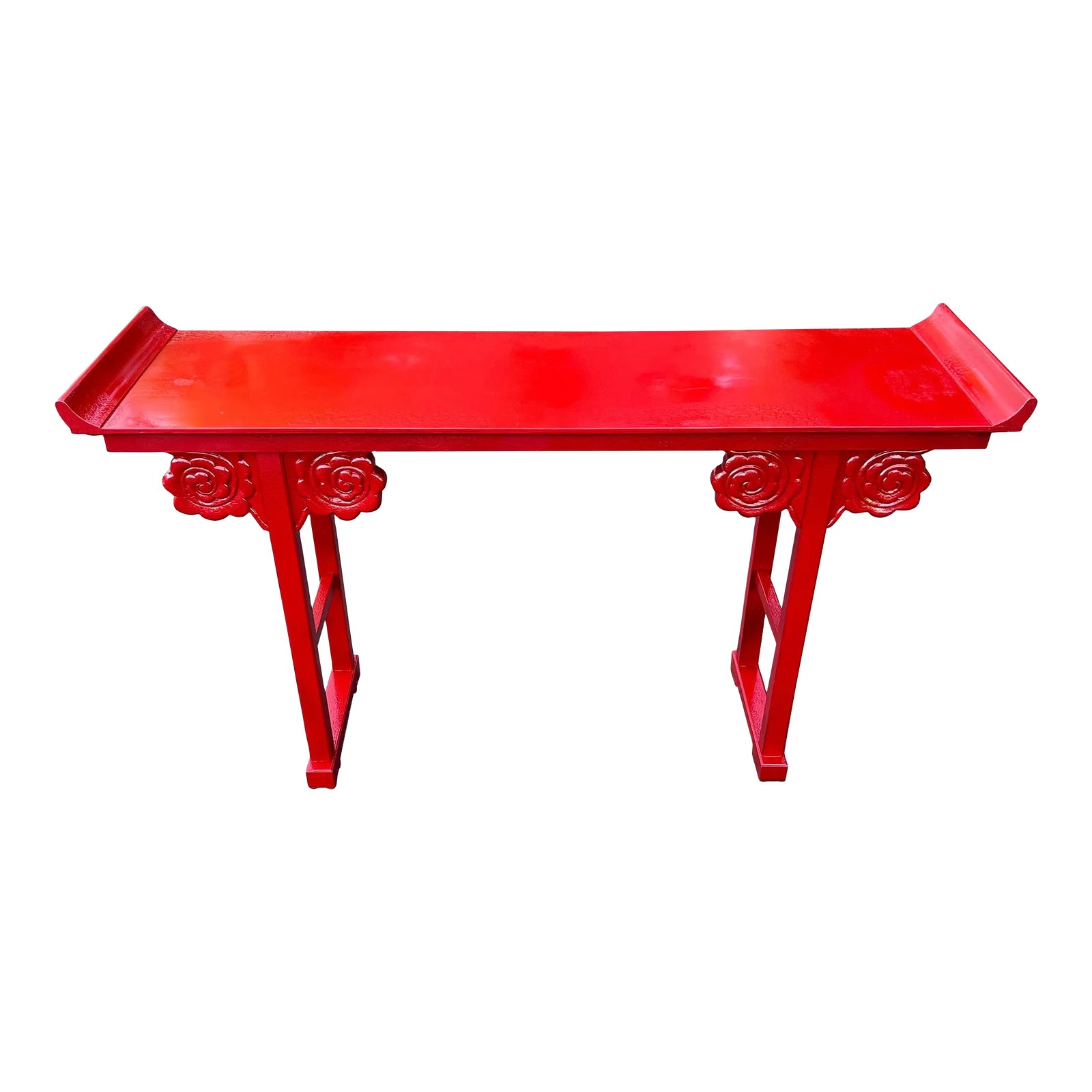 Fire Engine Red Asian Console Table | Chairish