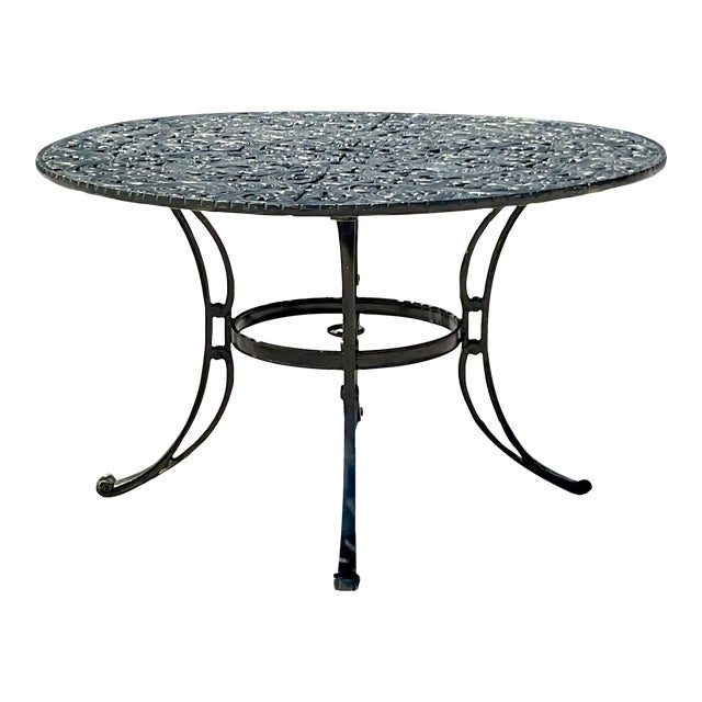 Vintage Coastal Cast Aluminum Outdoor Dining Table | Chairish