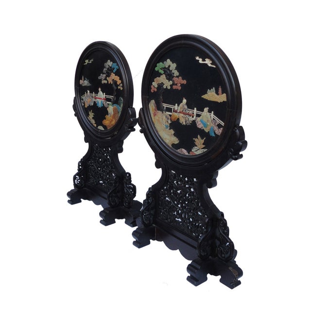 Oriental Tabletop Display Plaques- A Pair | Chairish