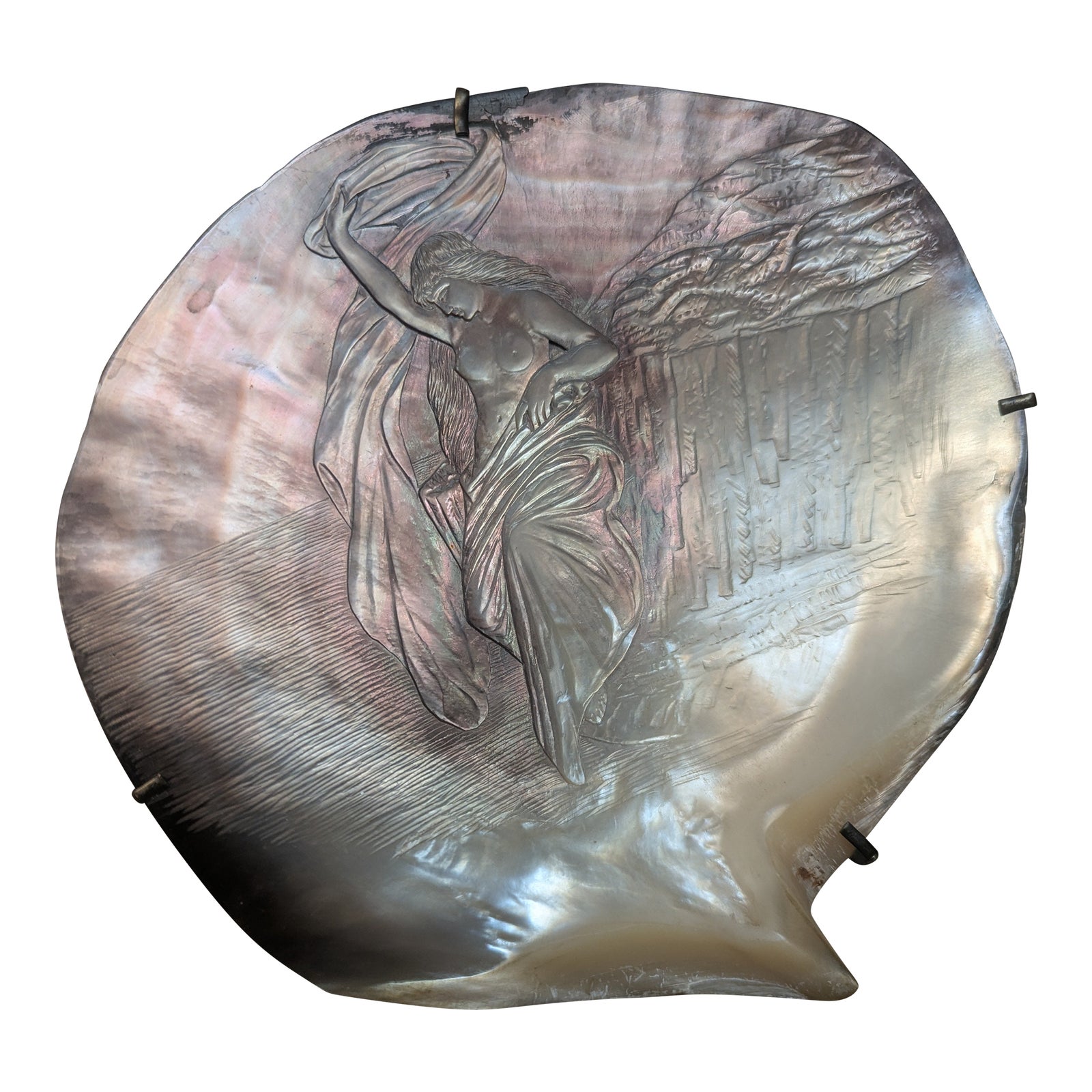 1950s Carved Abalone Shell Wall Hanging | Chairish