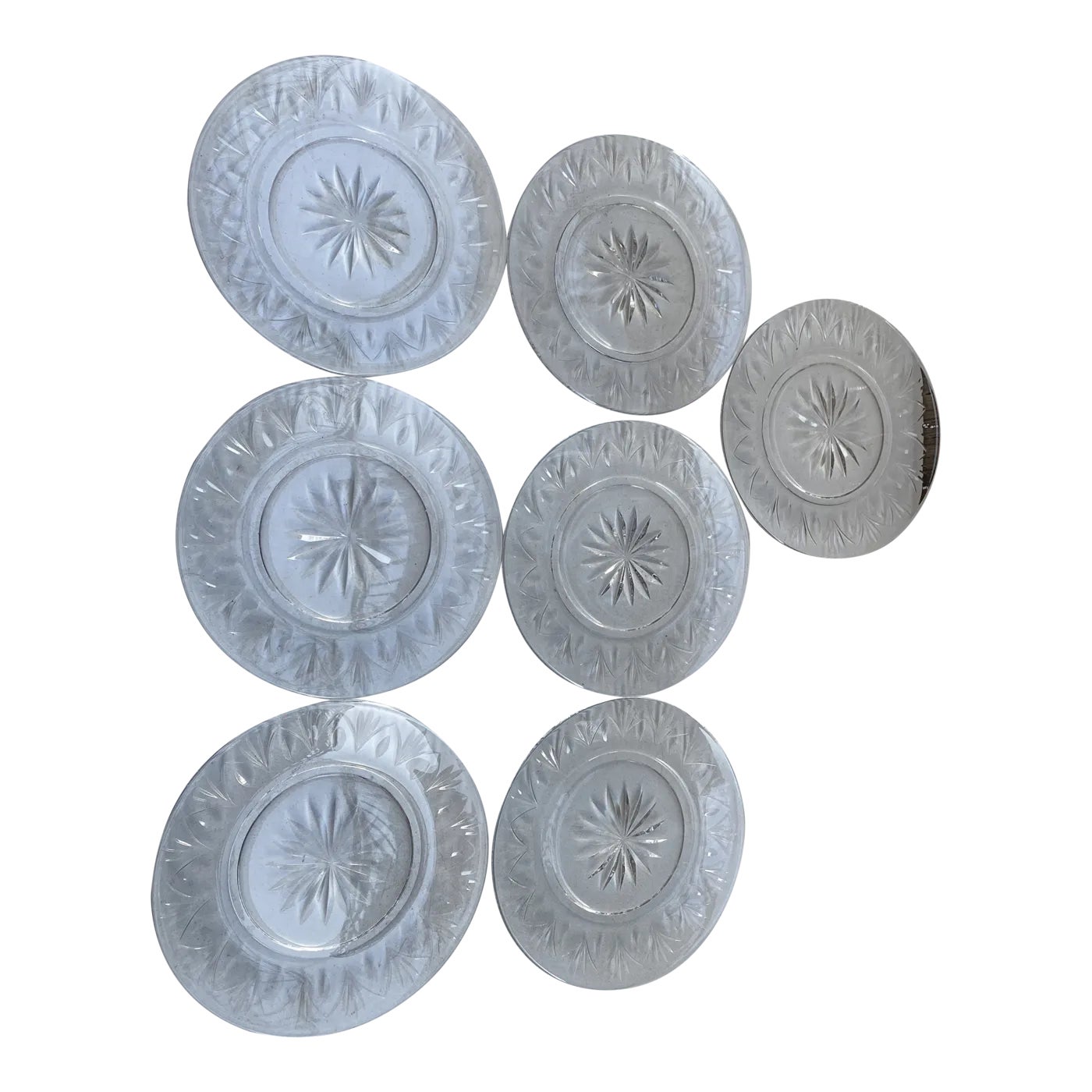 Vintage Stuart English Crystal Plates - Set of 7 | Chairish