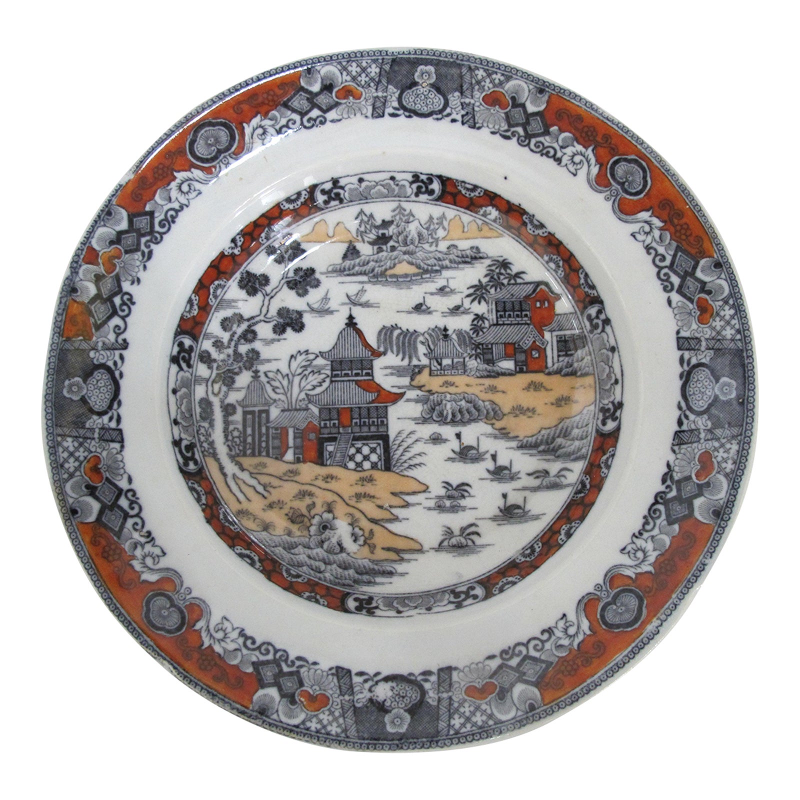 Japanese Masons Ironstone Red Willow 10 1/2" Bowl With Rim | Chairish