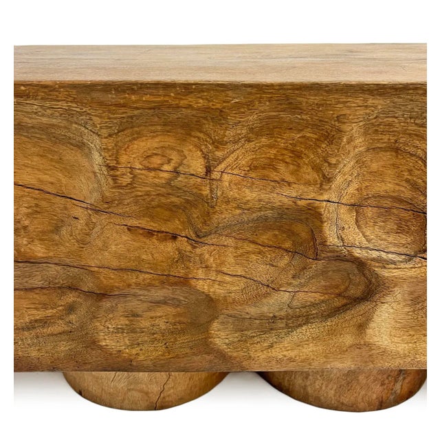Katanga Wood Dimple Bench | Chairish